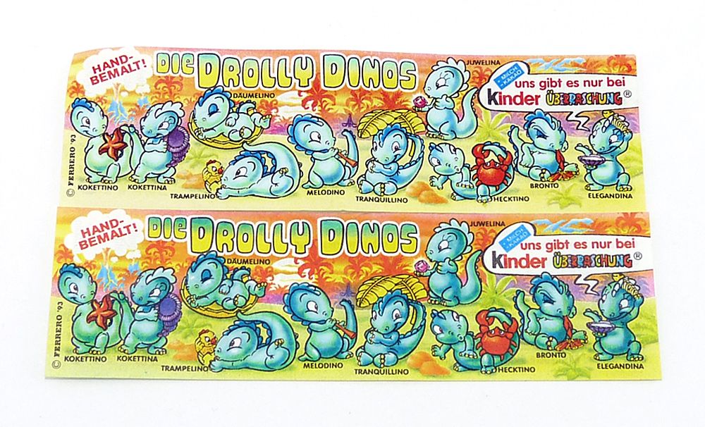 Drolly Dino Beipackzettel als Fehldruck. Druckbild deutlich heller als ...