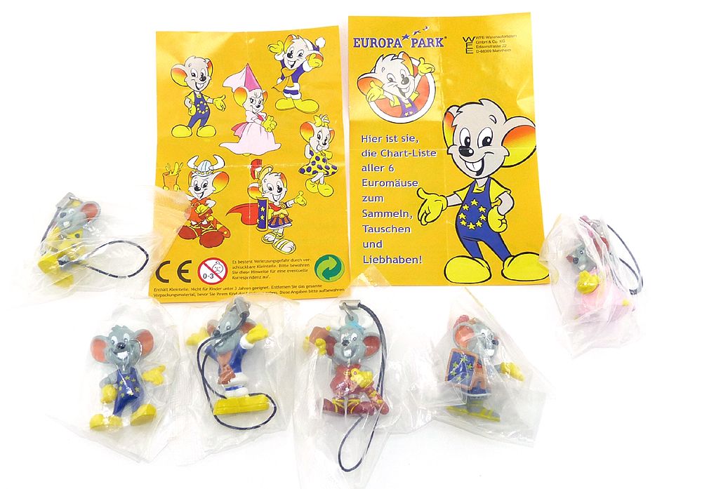 Europa Park Mäuse Satz mit allen 6 Figuren und eine Beipackzettel noch ...