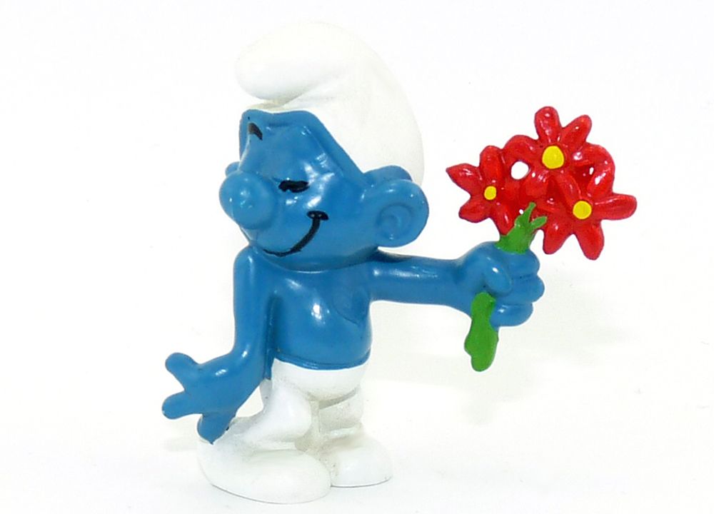 Verliebter Schlumpf mit Rote Blumen von Schleich (20044) - Ü-Ei online ...