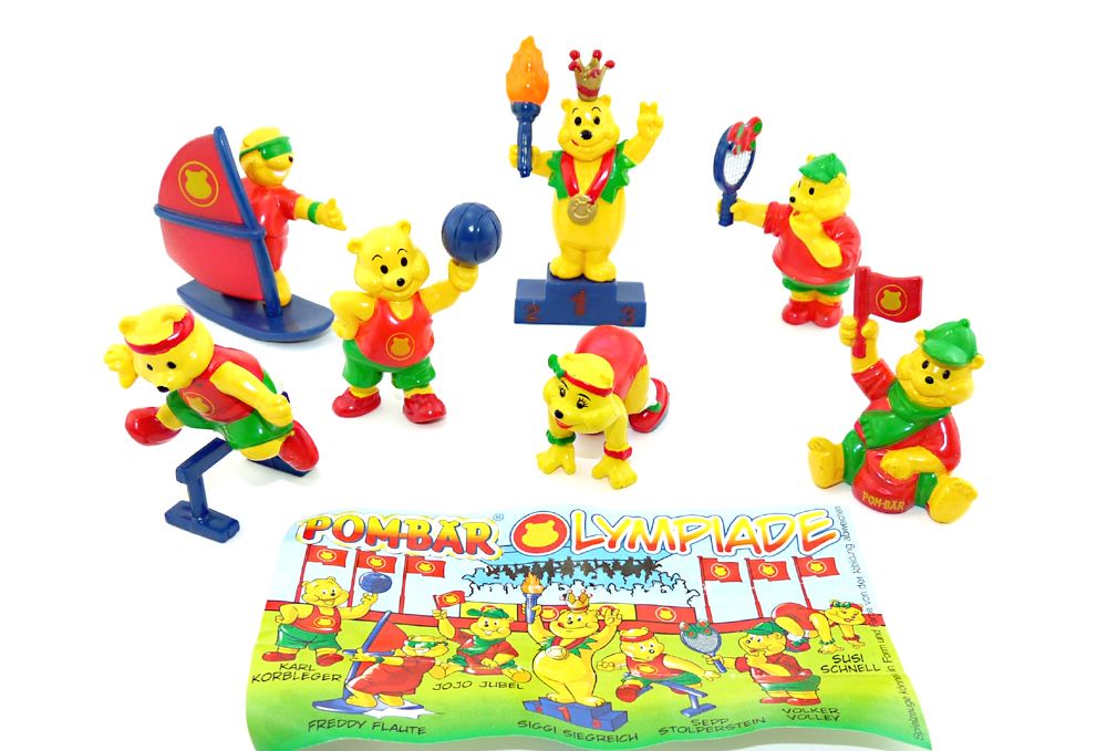 POMBÄR Figuren Set "Olympiade" mit Beipackzettel. Alle 7 Figuren der ...